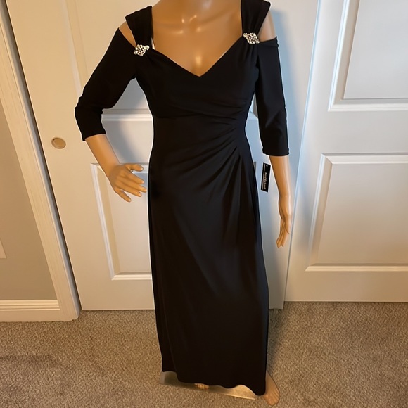 R&M Richards | Dresses | Rm Richards Long Formal Black Dress W Diamond ...
